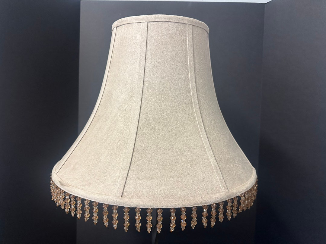 Vintage 12 X 17 Textured Faux Leather Suede Beaded Fringe Lamp Shade - Etsy