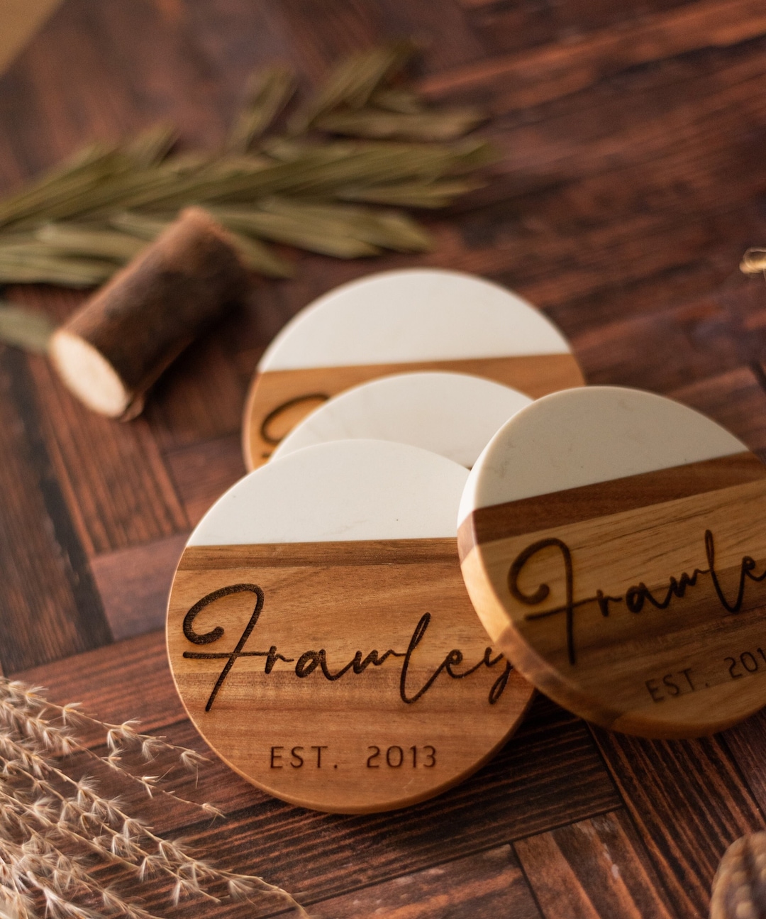Custom Engraved Coasters, Wood and Marble Coasters, Gifts for the Home ...