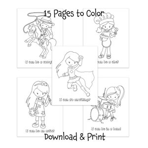 Girls Can Do Anything - 15 Pages to Color - Download & Print - Etsy