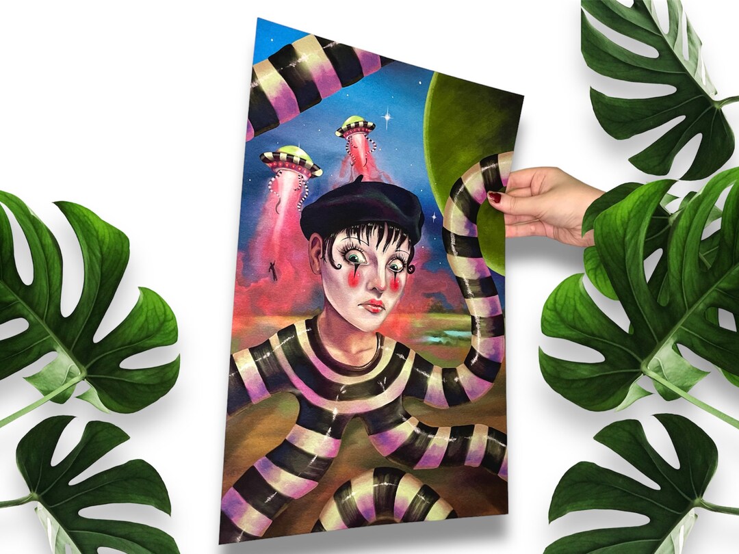 Tentacled Mime Art Print 8.5x11” or 11x17” | Alien Mime Painting ...
