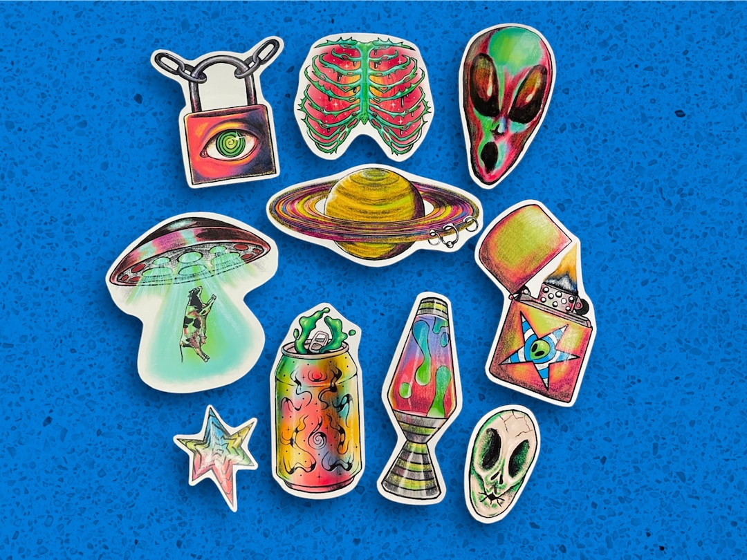 Alien Sticker Pack | Laminated Hand-cut Vinyl Stickers | Intergalactic ...