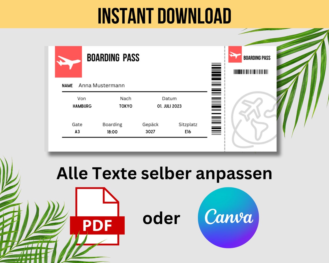Boarding Pass Boarding Pass / Template to Give Away Print - Etsy