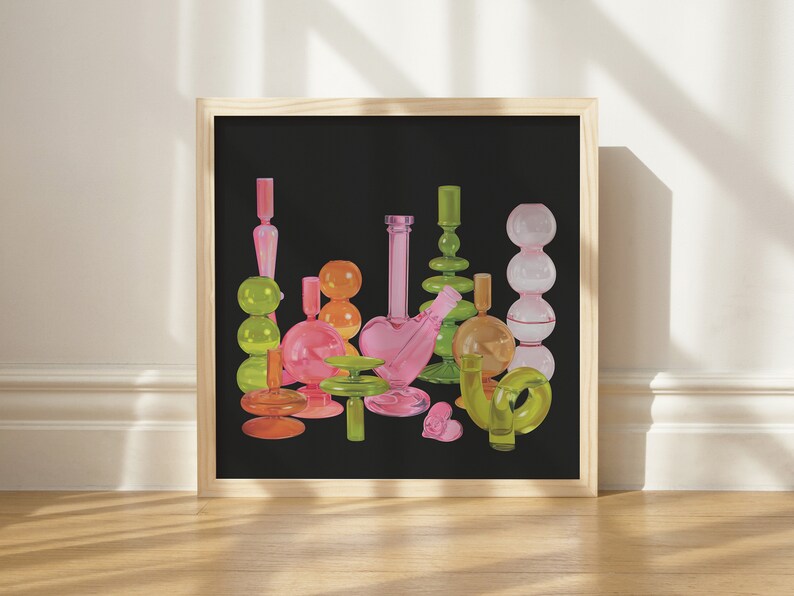 Colorful Vases Print, 420 Art, Abstract Vase Print, Still Life Print ...