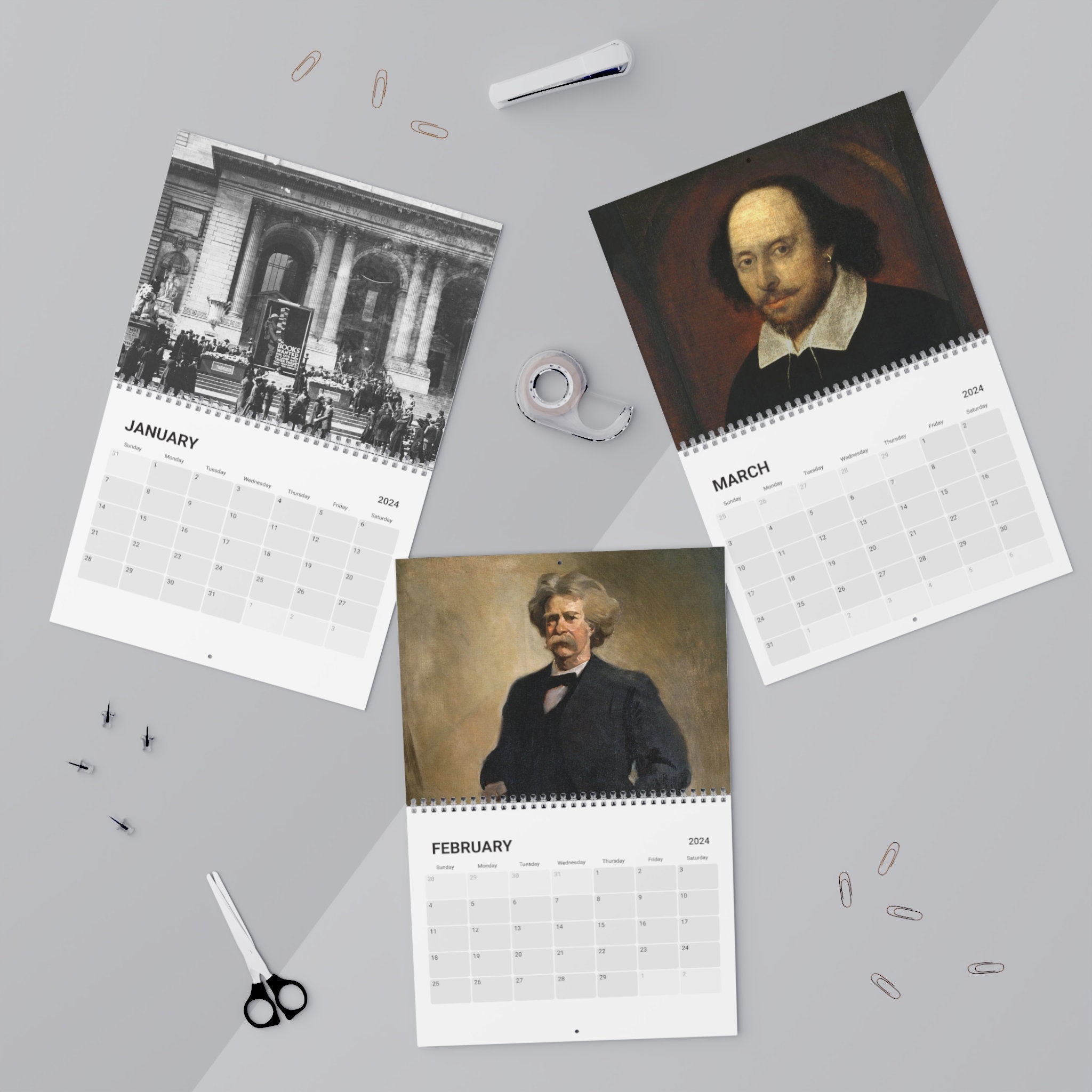 Famous Writers and the Writing Life Calendar 2024, Vintage Calendar ...