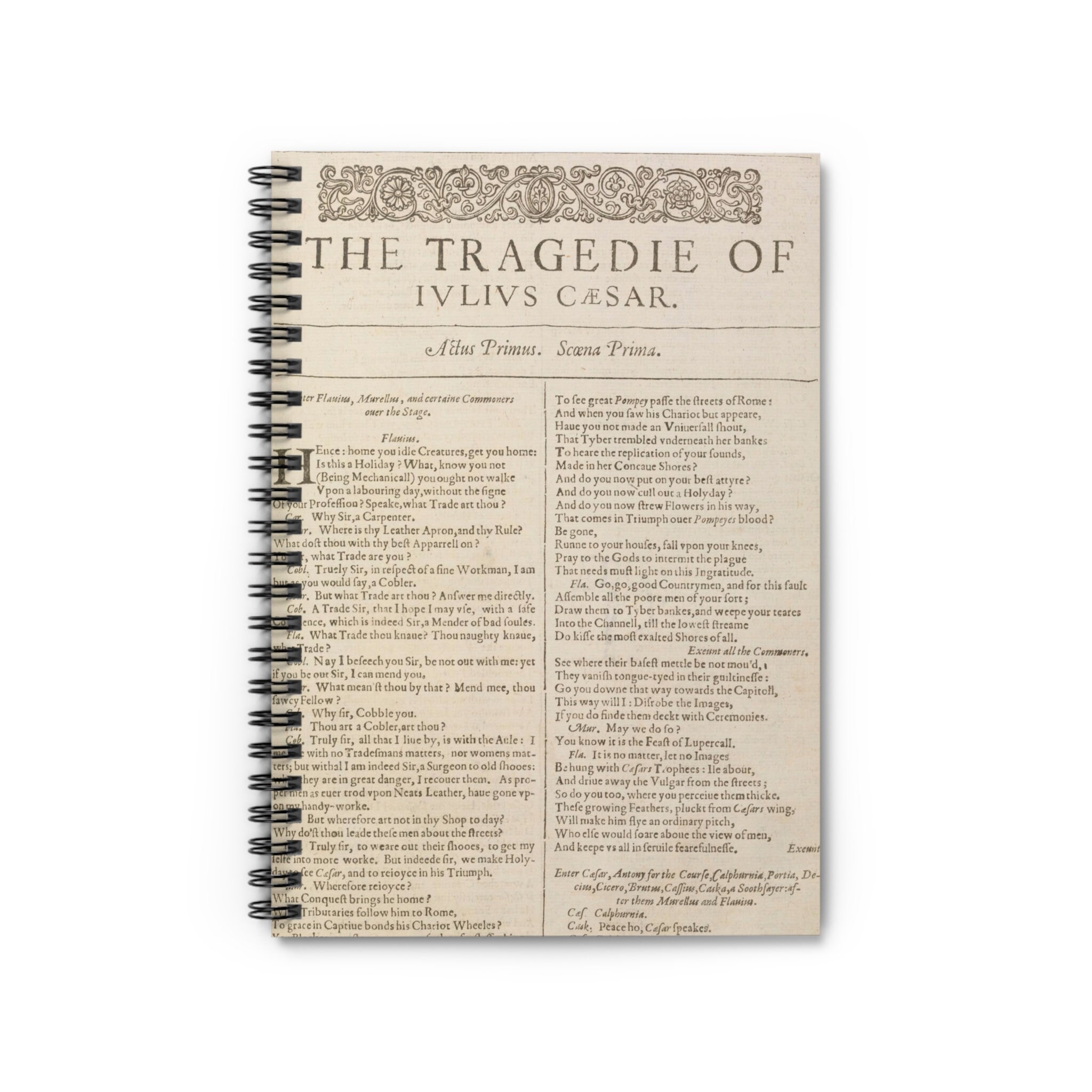 Julius Caesar Title Page 1st Folio Spiral Notebook - Ruled Line ...