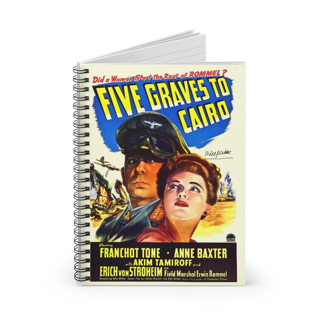 Five Graves to Cairo Movie Poster Spiral Notebook Ruled Line Hollywood ...