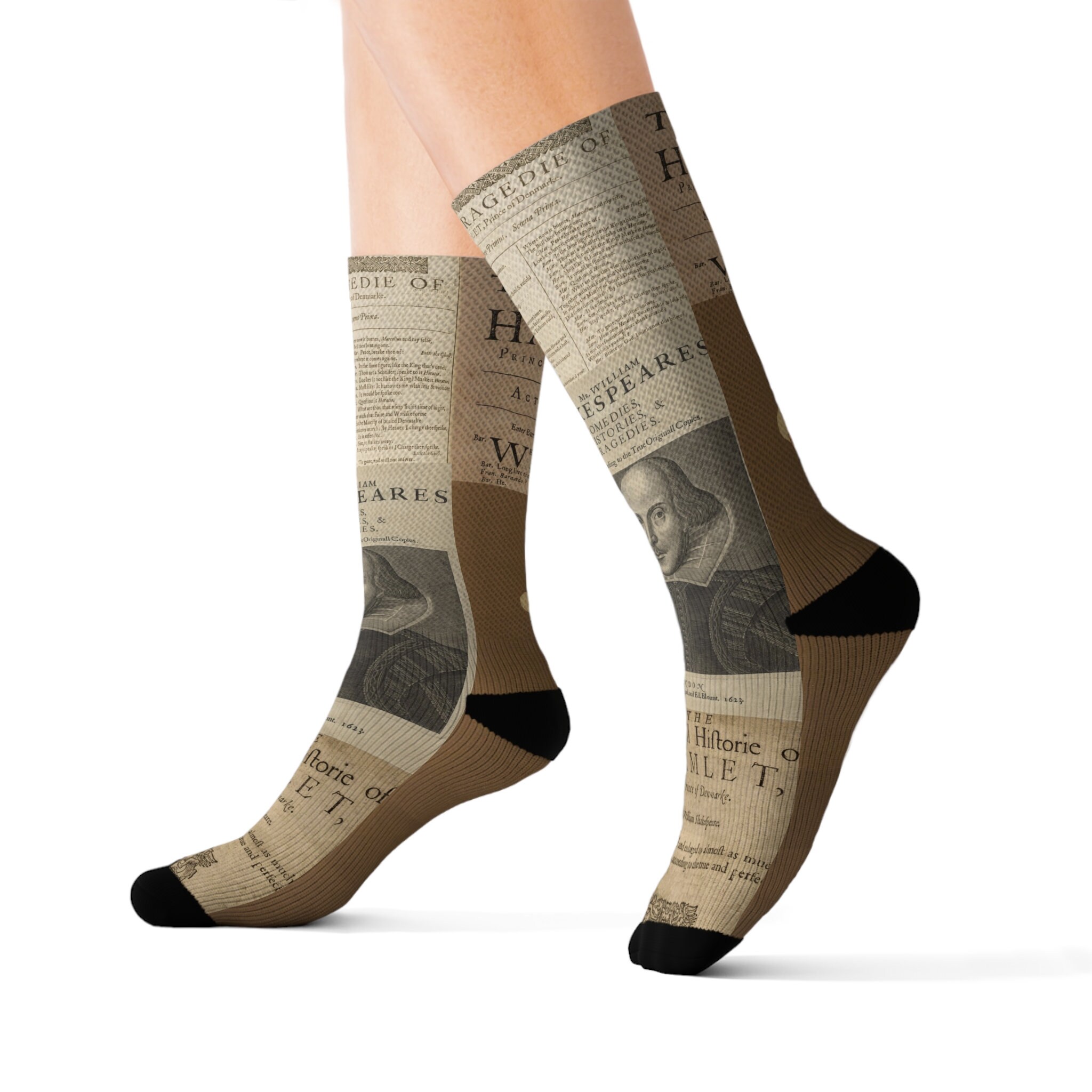 Hamlet 1st Folio Shakespeare Sublimation Socks Literary/classic/writer ...