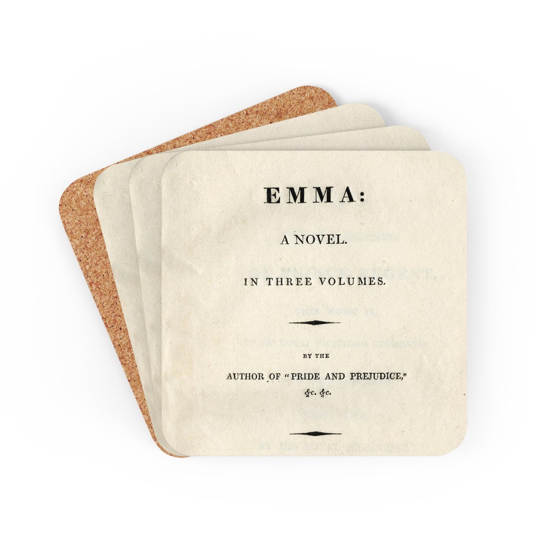Emma Title Page 1st Edition Corkwood Coasters (set of 4) Jane Austen ...