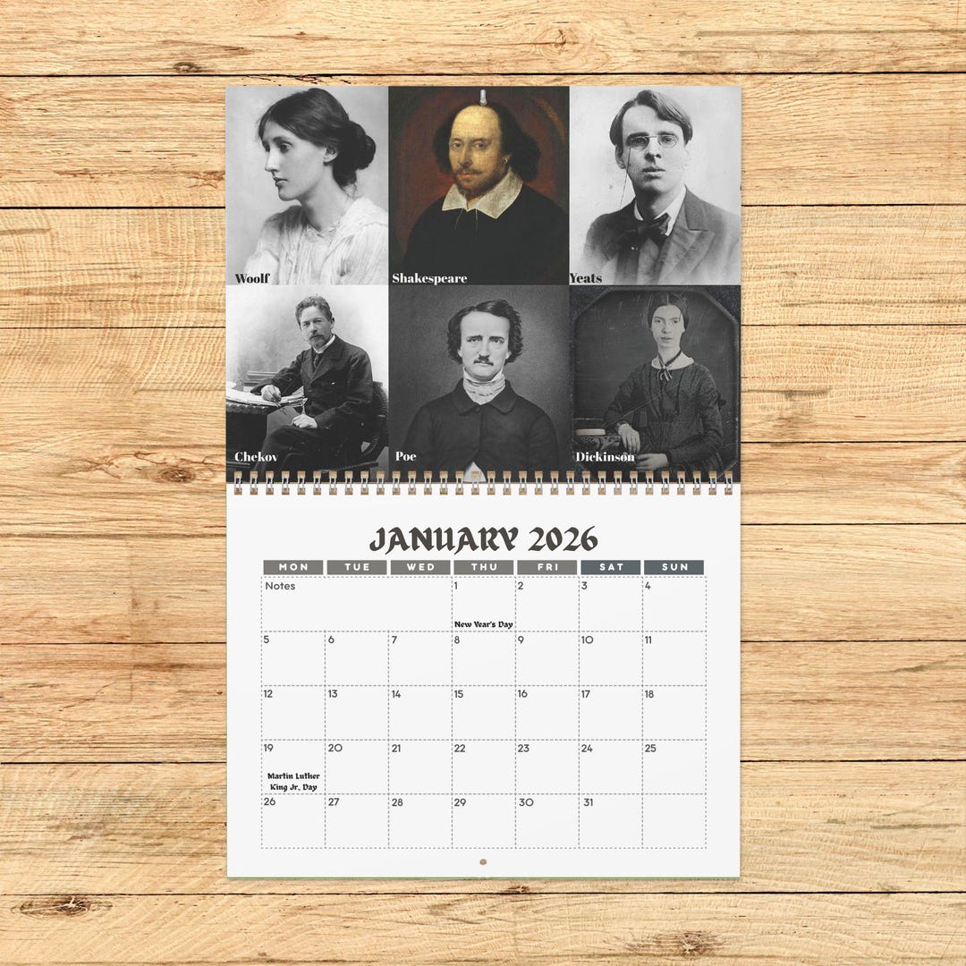 Great Writers 2026 Monthly Wall Calendar - Author, Literary, Organize ...