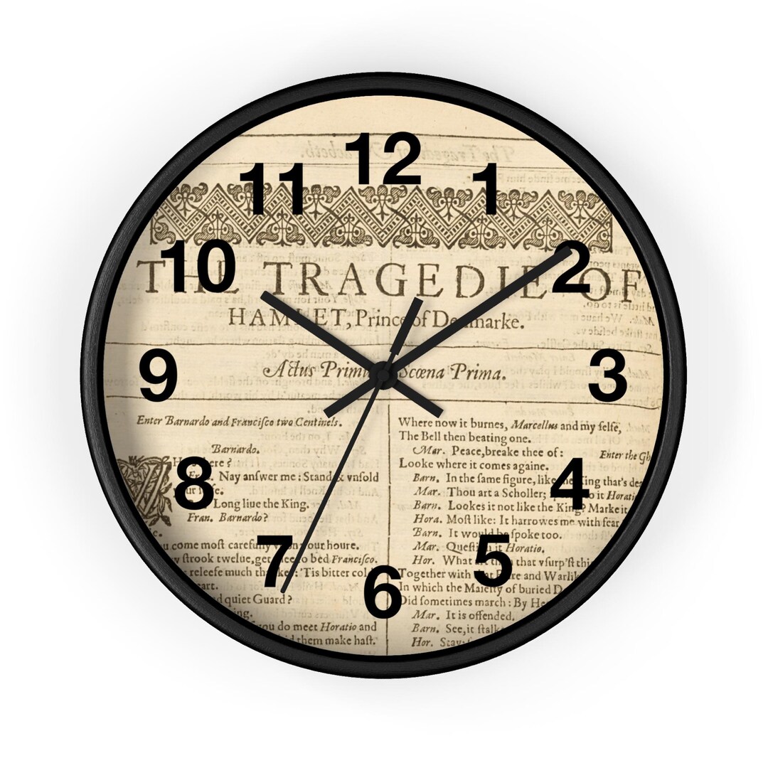 Hamlet First Folio Title Page Wall Clock Literary/vintage/shakespeare ...