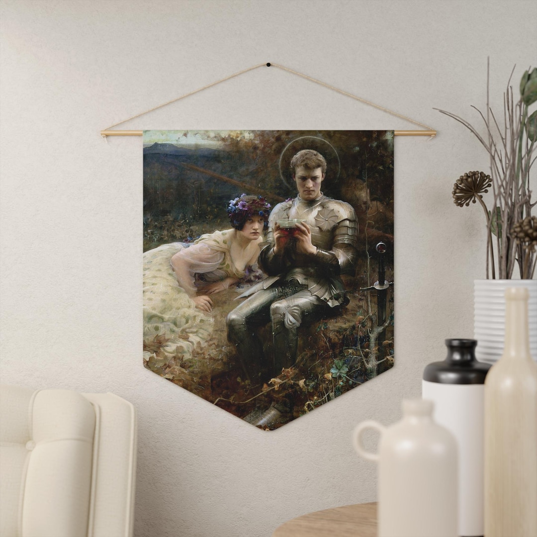 The Temptation of Sir Perceval Pennant Wall Hanging/painting/arthurian ...