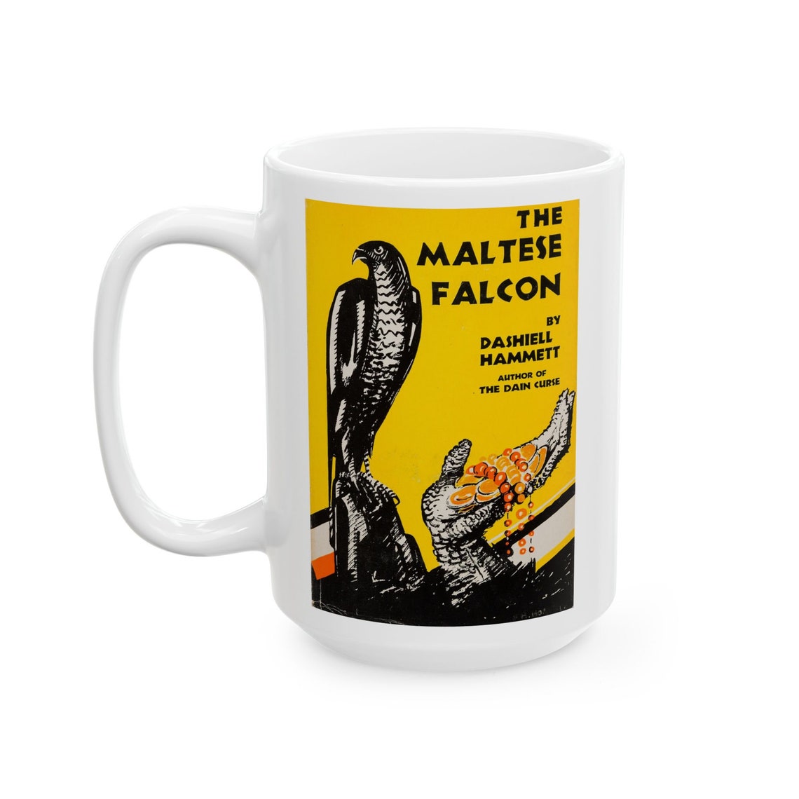 The Maltese Falcon 1st Edition Book Cover Art White Mug, (11oz, 15oz ...