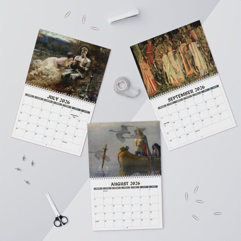 Arthurian Legends 2026 Monthly Wall Calendar - Camelot, Medieval ...
