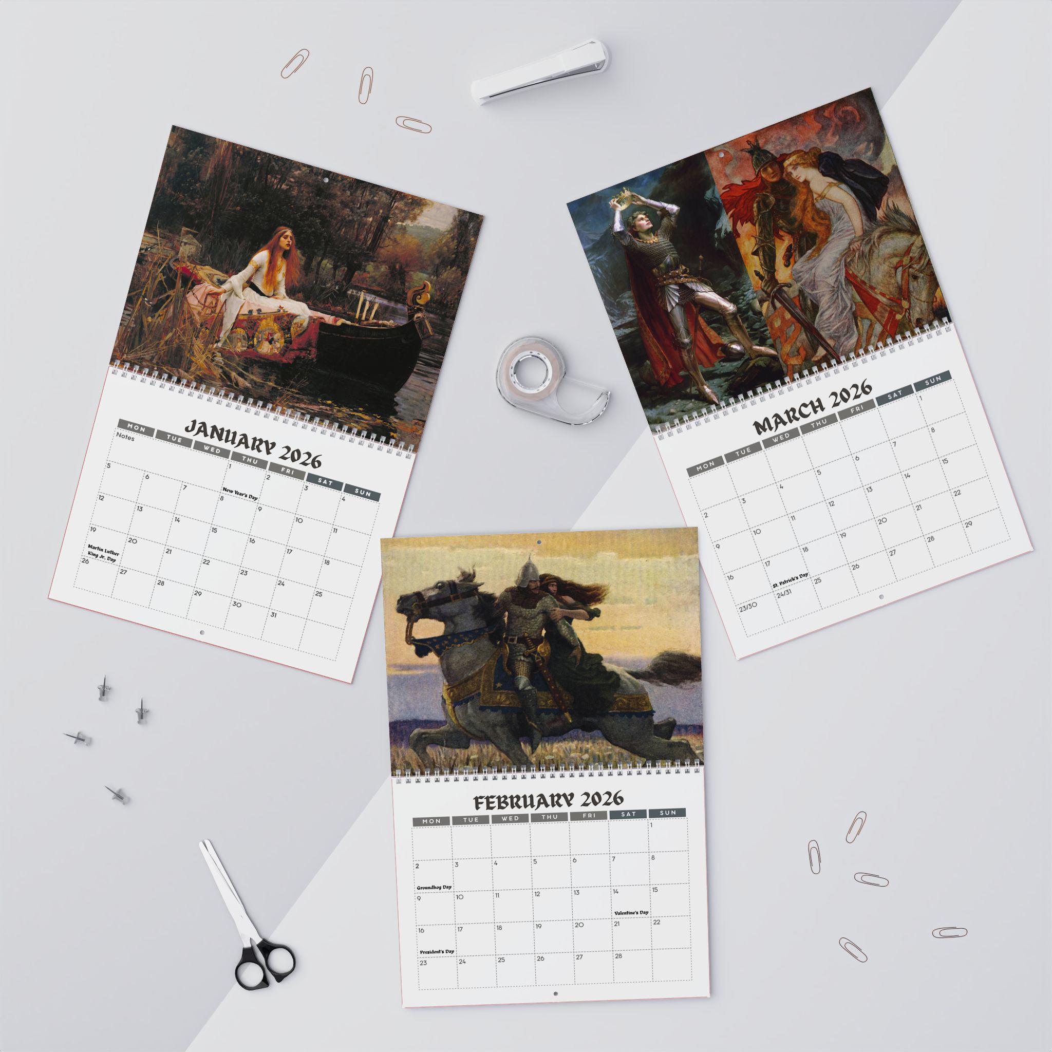 Arthurian Legends 2026 Monthly Wall Calendar - Camelot, Medieval ...