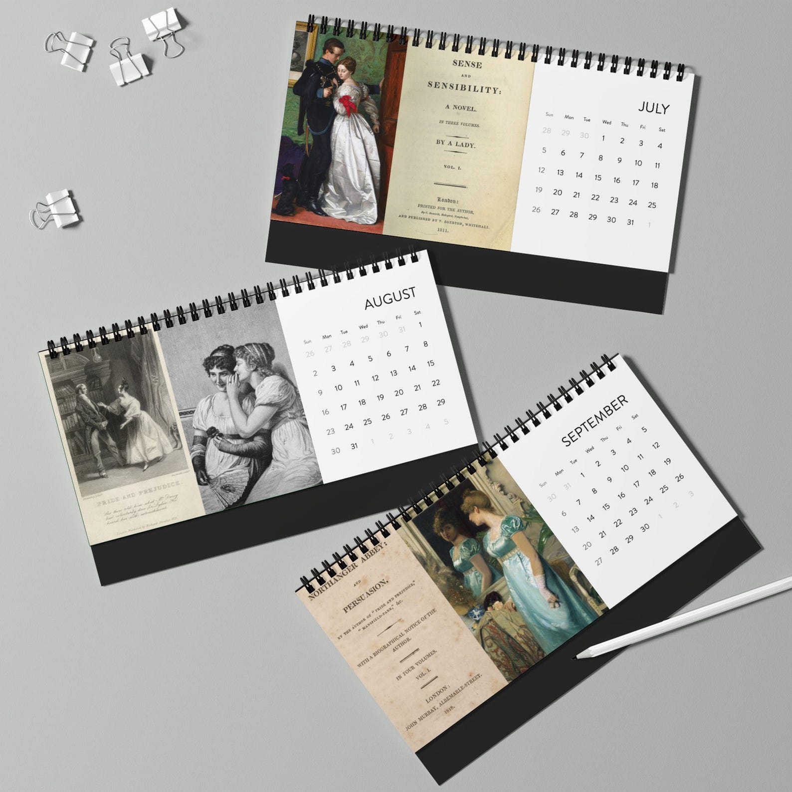 The Works of Jane Austen 2026 Monthly Desktop Calendar - Elegant Home ...