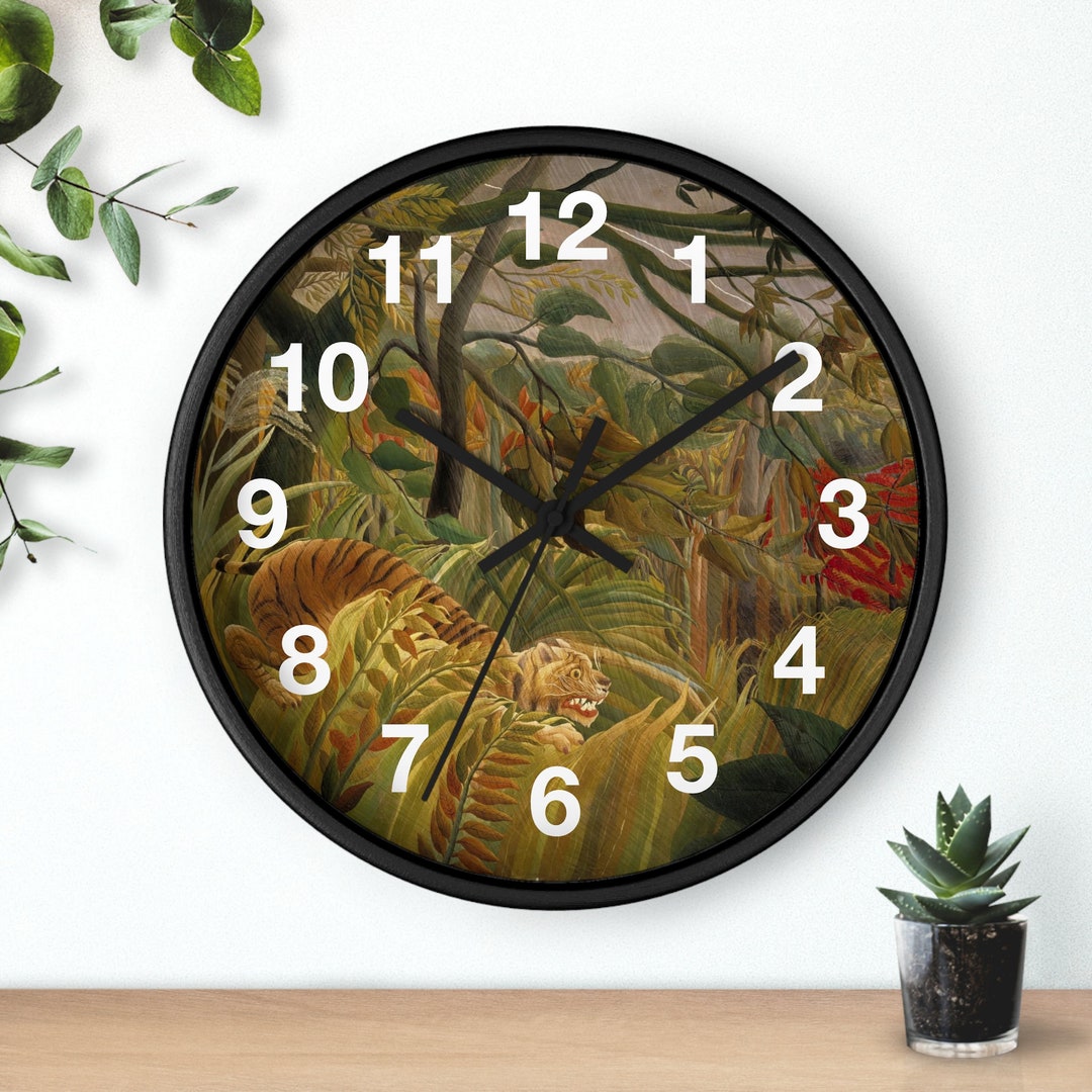 Tiger in a Tropical Storm Wall Clock Rousseau/gift/vintage/art/painting ...
