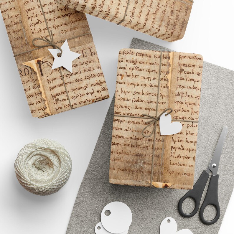 Beowulf Original Manuscript Wrapping Paper Vintage/old English/gift ...