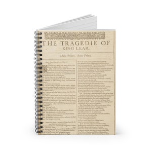 King Lear First Folio Title Page Spiral Notebook - Ruled Line ...