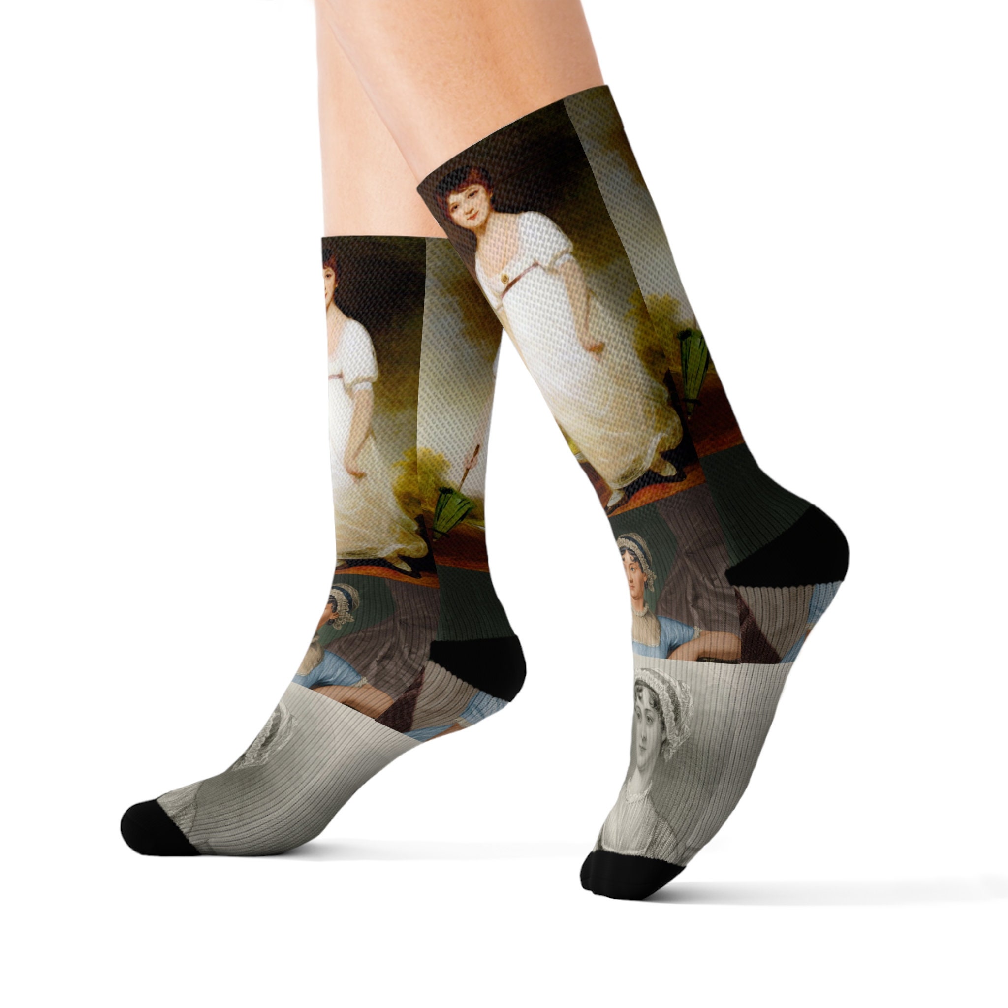 Jane Austen Portraits Sublimation Socks Literary/regency/writer/author ...