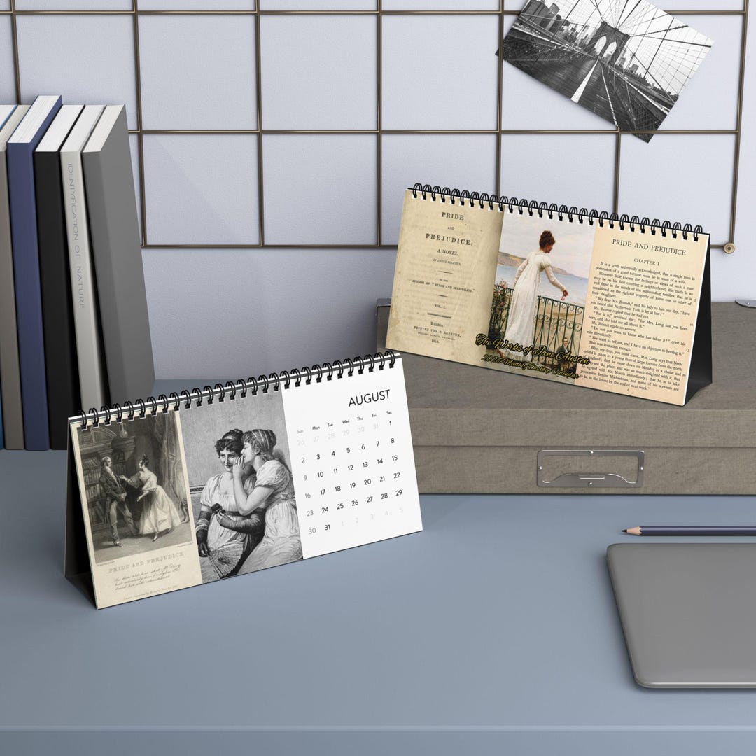 The Works of Jane Austen 2026 Monthly Desktop Calendar - Elegant Home ...