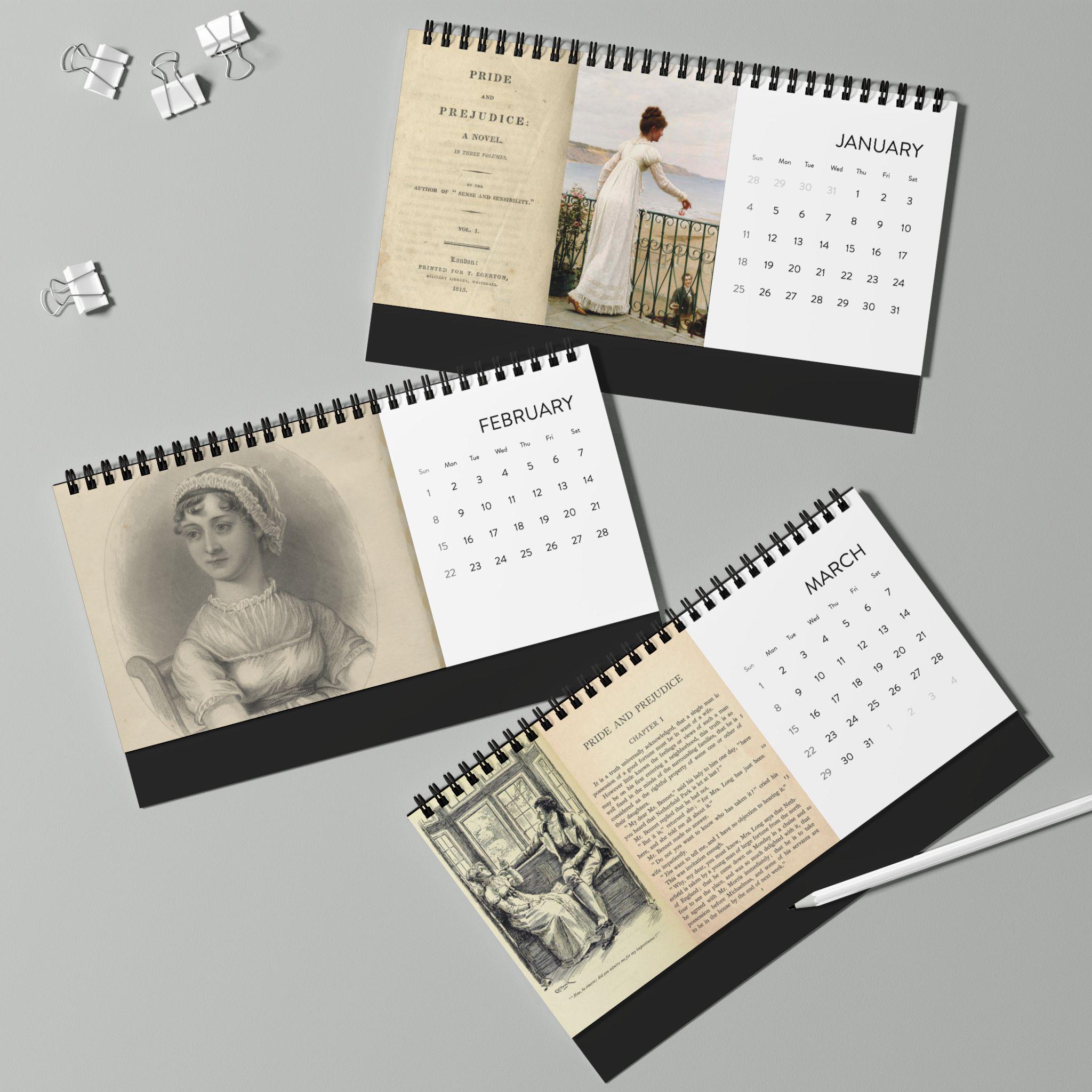 The Works of Jane Austen 2026 Monthly Desktop Calendar - Elegant Home ...