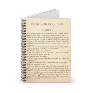 Jane Austen Pride and Prejudice Page One Spiral Notebook - Ruled Line ...