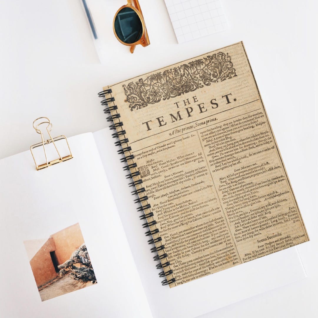 The Tempest First Folio Title Page Spiral Notebook - Ruled Line/vintage ...