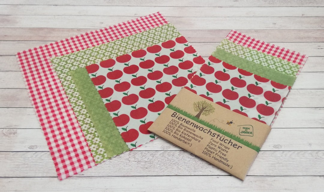 Organic Beeswax Cloths Set of 4 "apples", Beeswax Cloth, Food Starter ...