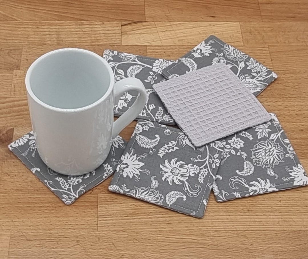 Set of Coasters, "flowers Grey-white" Cup Coasters, Coasters for ...