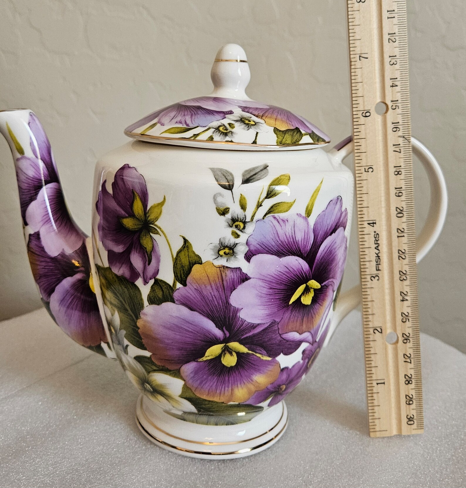 Grace Teaware Fine Porcelain Purple Pansey Teapot With Gold Trim - Etsy