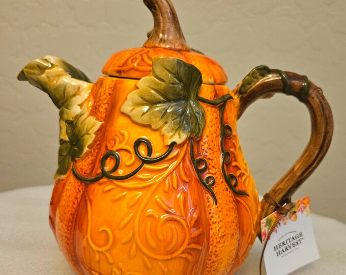 Halloween, Fall, Thanksgiving Heritage Harvest Textured Pumpkin Teapot. This is Not Signed ...