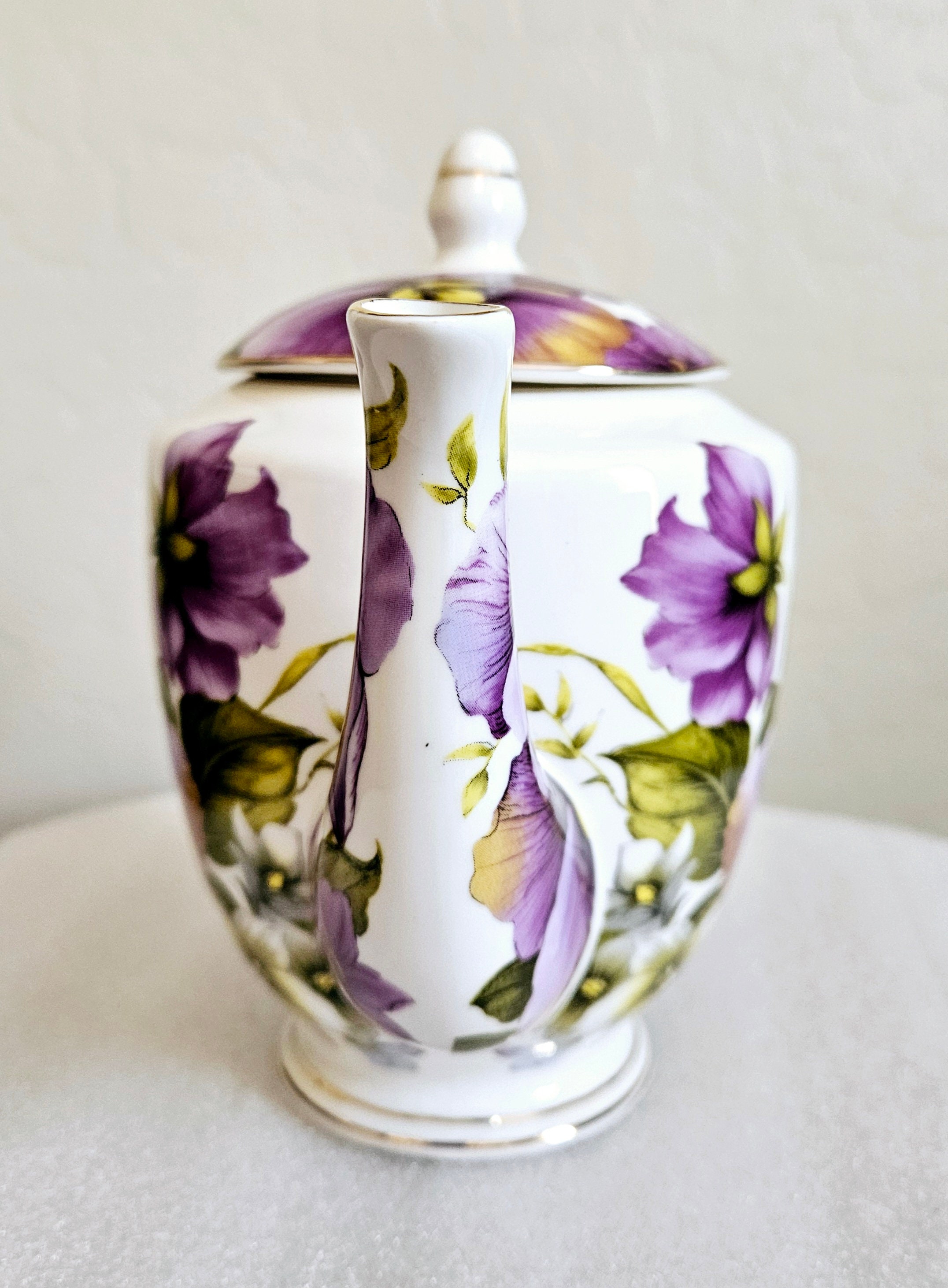 Grace Teaware Fine Porcelain Purple Pansey Teapot With Gold Trim - Etsy