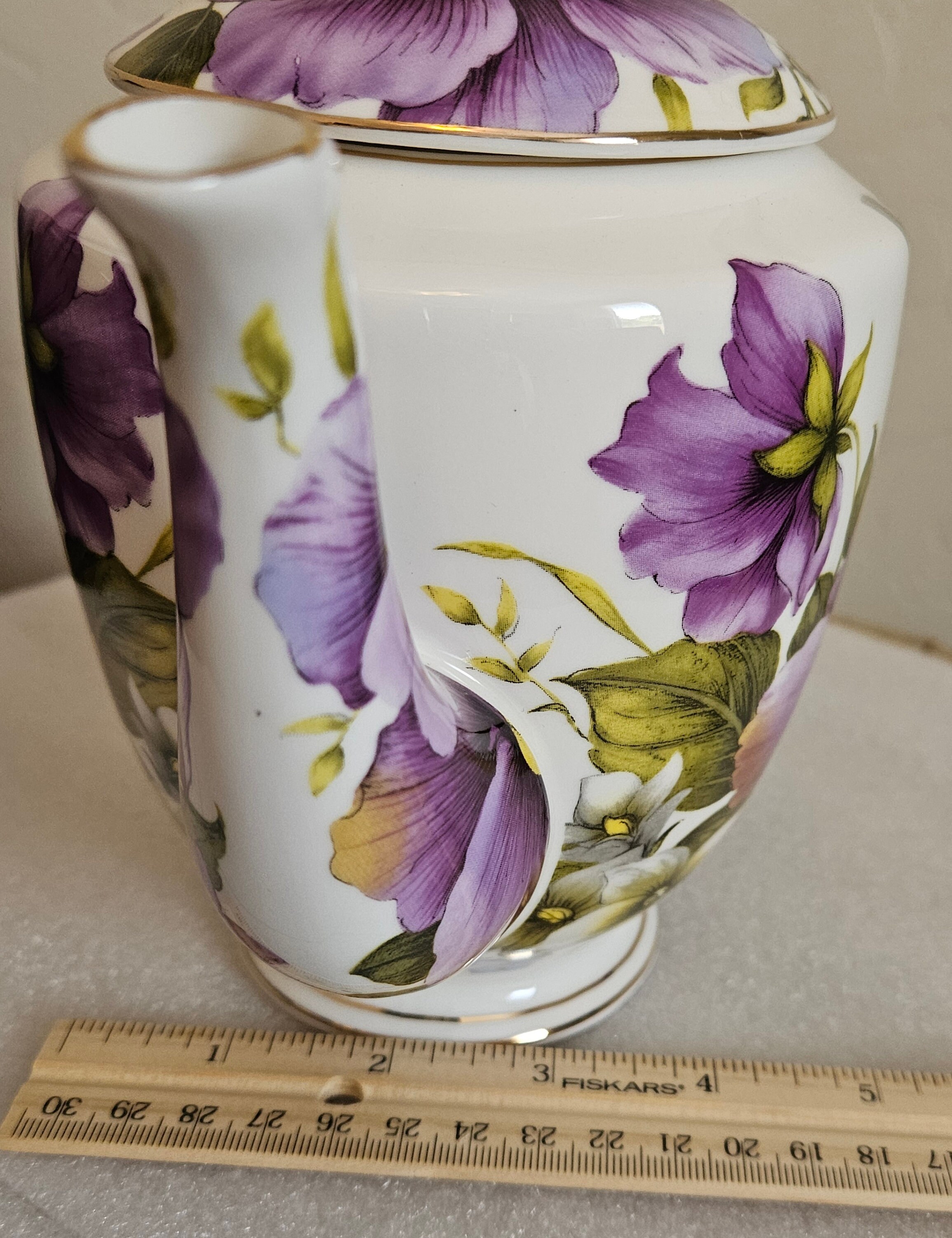 Grace Teaware Fine Porcelain Purple Pansey Teapot With Gold Trim - Etsy