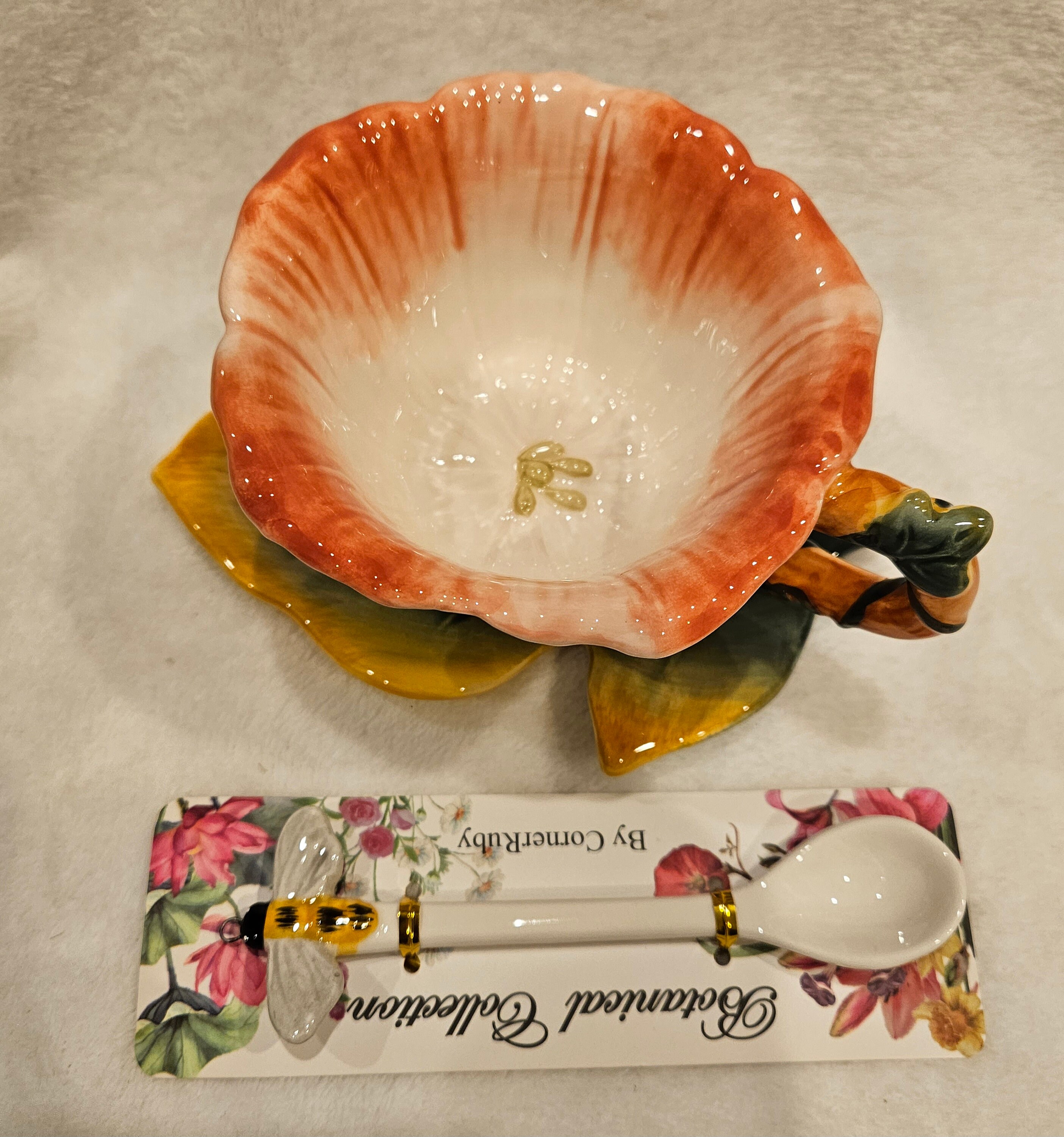 Corner Ruby CR Teacup Botanical Collection Orange and White - Etsy