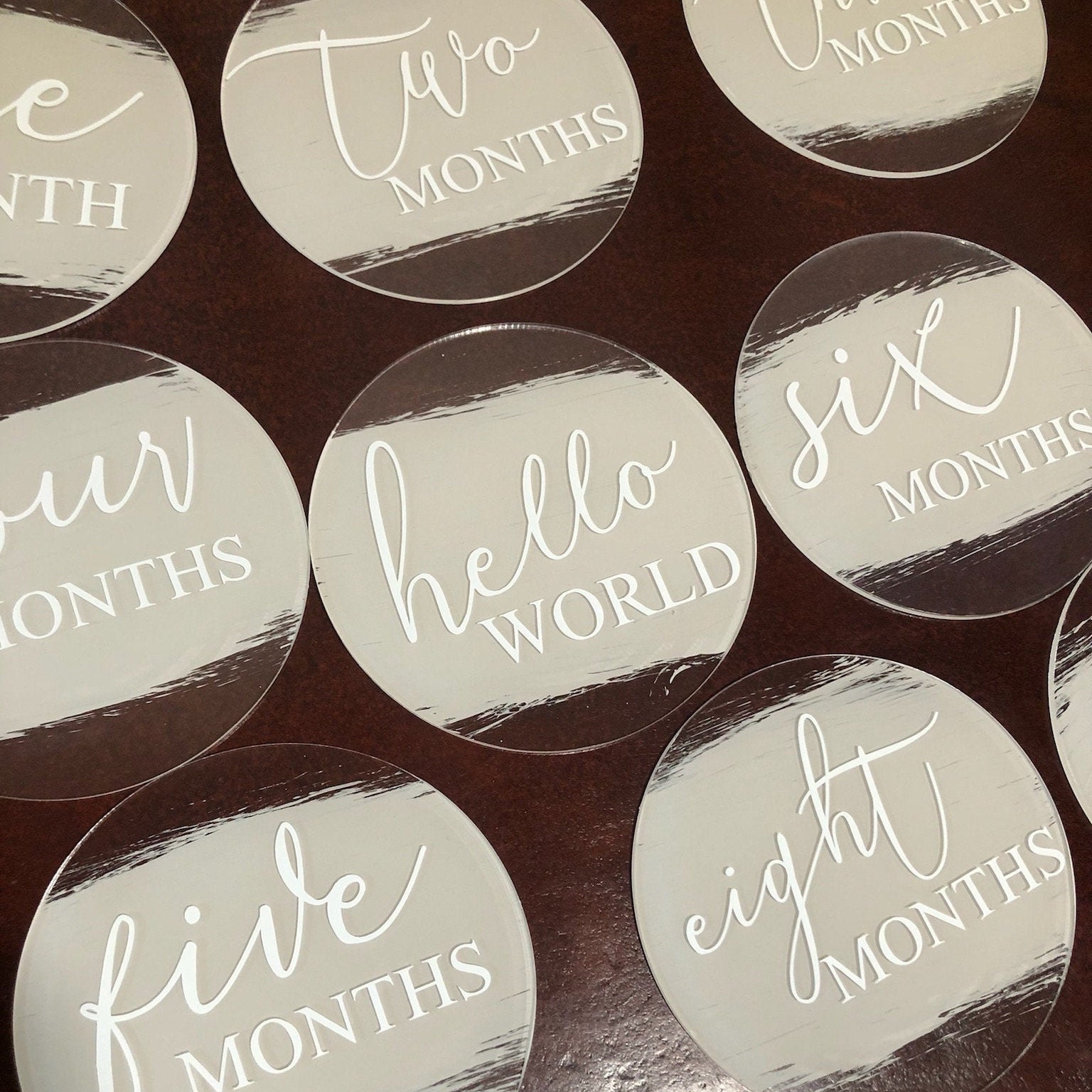 Painted Acrylic Baby Milestone Round Announcement Disks - Etsy 日本