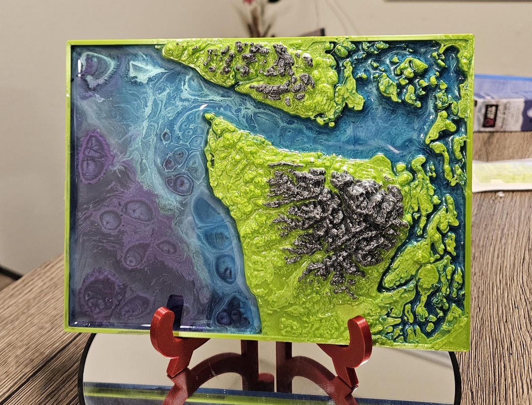 3D Topographic Map of the Strait of Juan De Fuca Multi-color 3D Print ...
