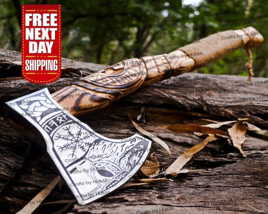 Viking Forged Throwing Axe, Personalized Camping Axe for Groomsman ...