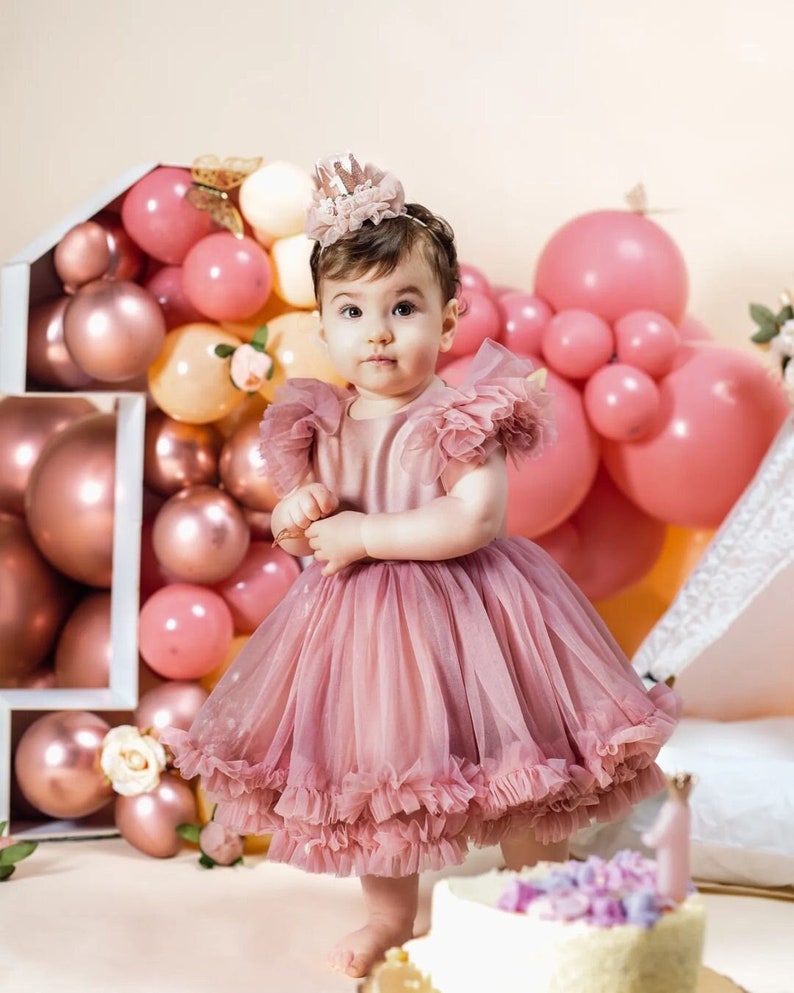 Flower Girl Dress In Old Rose Colour Wedding Flower Girl Dress