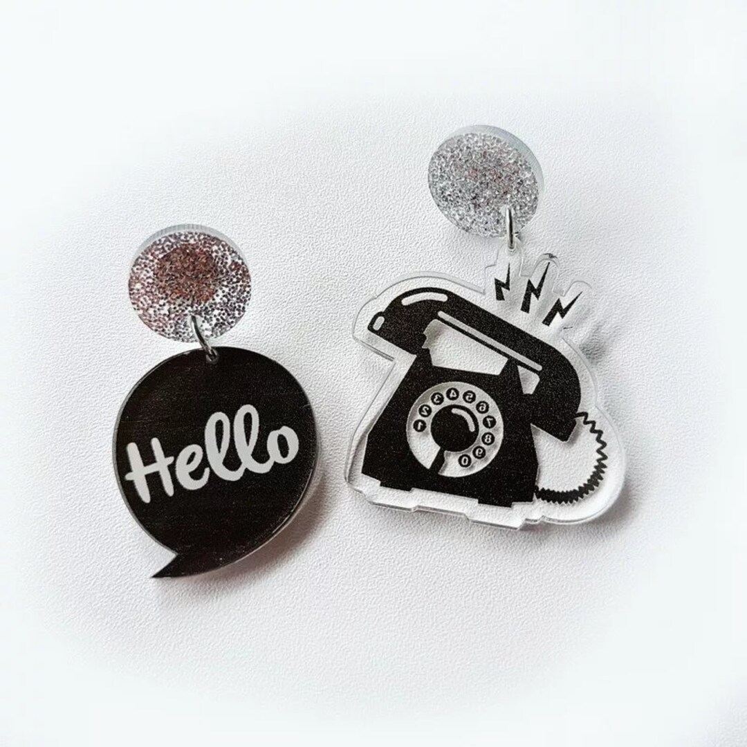 Phone Acrylic Earrings Laser Cut Acrylic Earrings Hello Telephone Fun ...