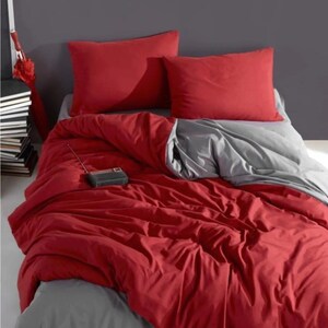 Red Bedding Set 100% Cotton Queen Size Natural Cotton - Etsy