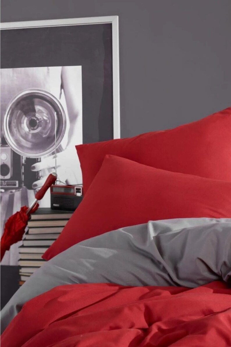 Red Bedding Set 100% Cotton Queen Size Natural Cotton - Etsy