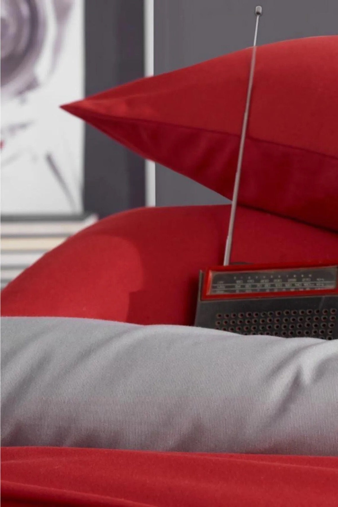 Red Bedding Set 100% Cotton Queen Size Natural Cotton - Etsy