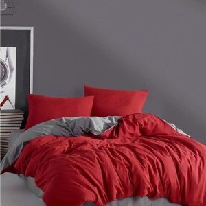 Red Bedding Set 100% Cotton Queen Size Natural Cotton - Etsy