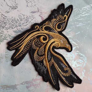 Celtic Raven Embroidered Patch | Odin's Ravens Patch | Viking Patch Sew ...