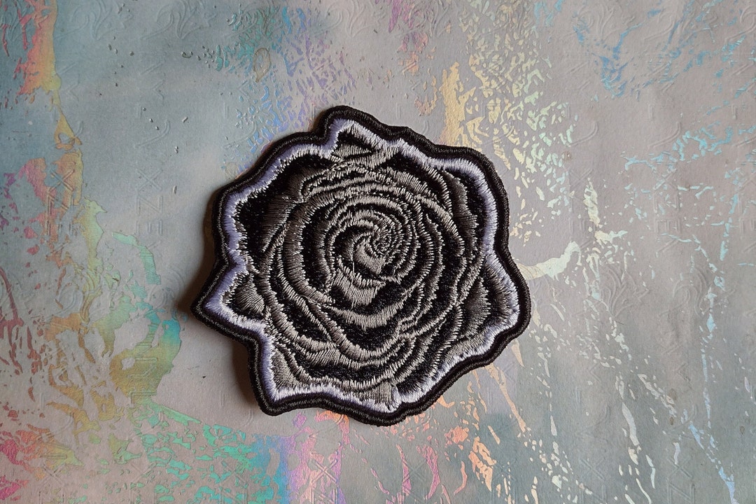 Black Rose Embroidered Patch | Iron or Sew on Embroidered Patch - Etsy