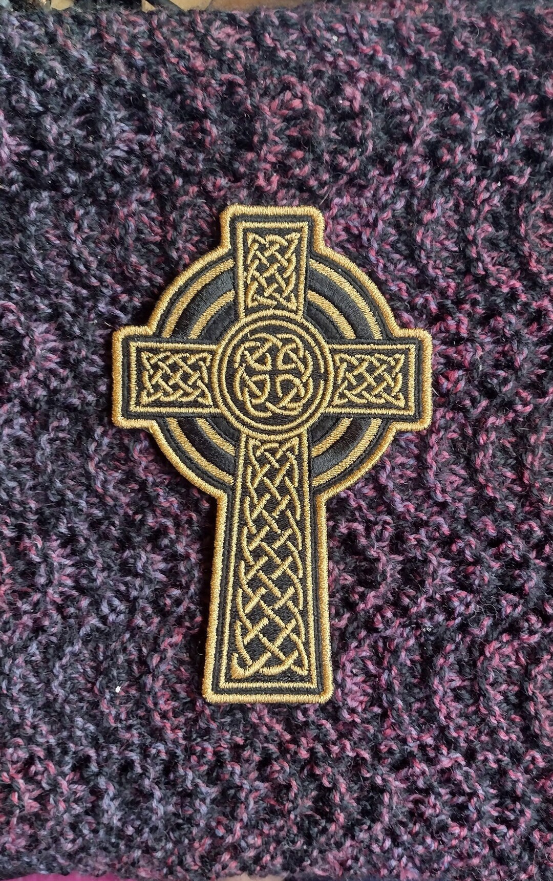 Embroidered Celtic Cross Patch | Iron on Patch | Gothic Celtic Cross Patch - Etsy