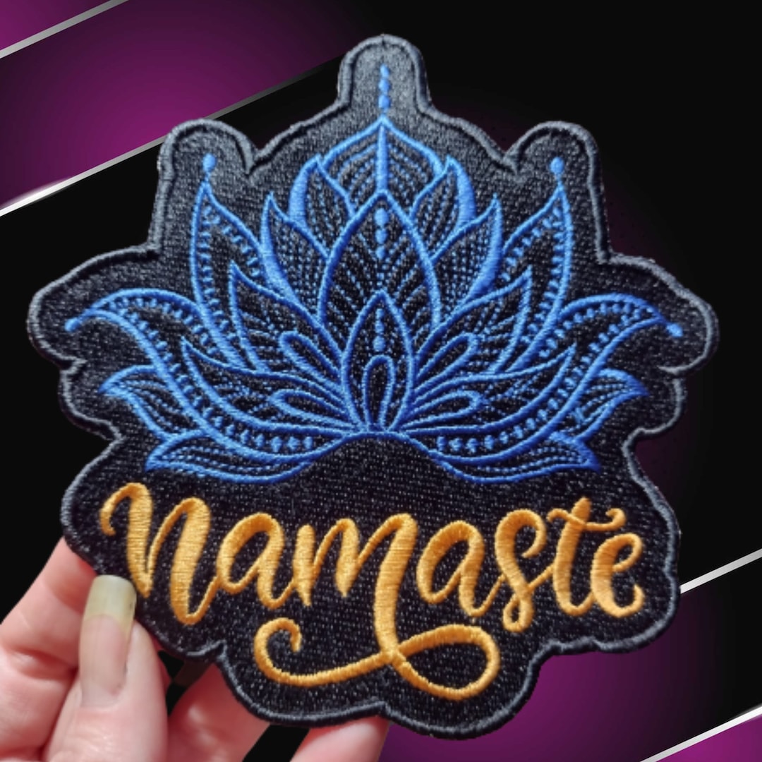 Namaste Embroidered Patch | Lotus Patch | Lotus Flower | Spiritual Sew ...