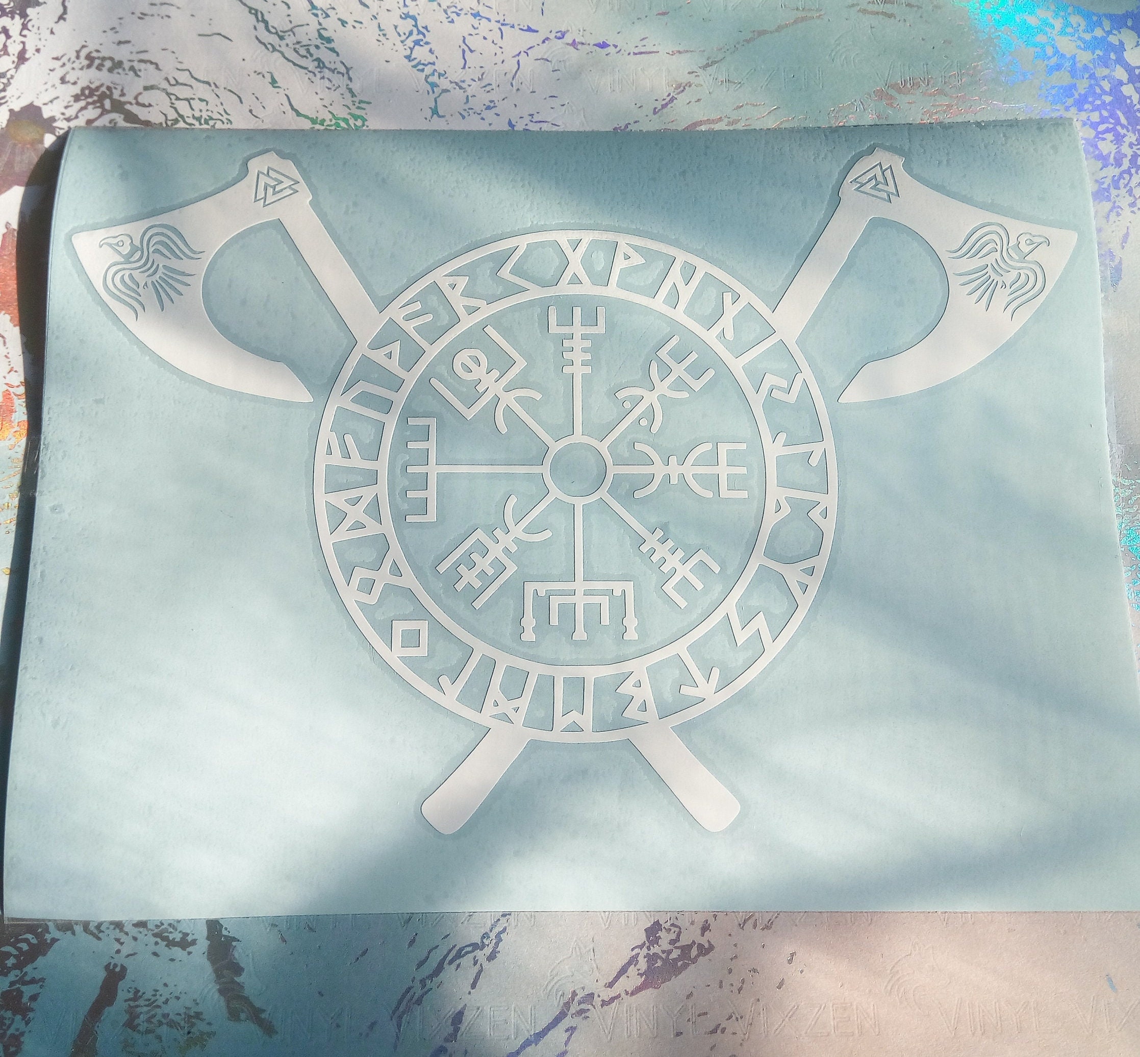 Elder Futhark Rune Viking Compass Asatru Rune Vegvisir Talisman Heathen ...