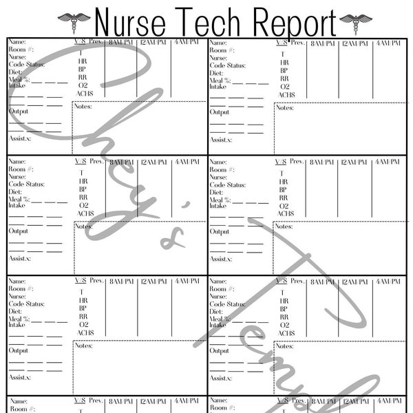 Editable Cna Report Sheets - Etsy UK