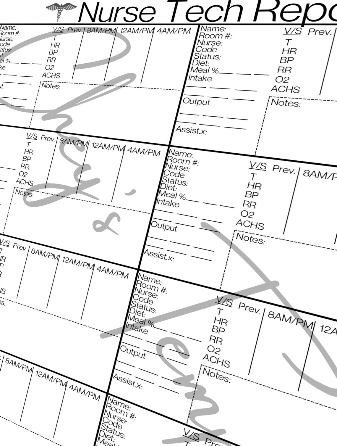 Nurse Tech Sheet 1 | PCT Sheet | CNA Sheet | Student Nurse Sheet ...